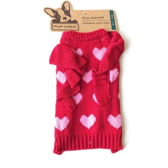 Pup Crew | Dog | Pup Crew Sweater W Pink Hearts Red Size Xs 214 | Poshmark